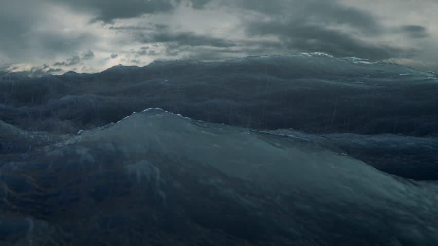 4K UHD. Rough Sea With Snow Storm. Stock Footage Video 8456362 ...