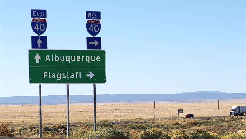 Stock video of interstate 40 signage. albuquerque and flagstaff ...