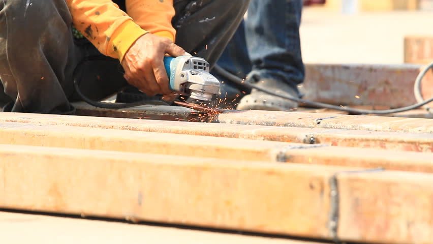 Steel Workers Welding, Grinding, Cutting Stock Footage Video (100% ...