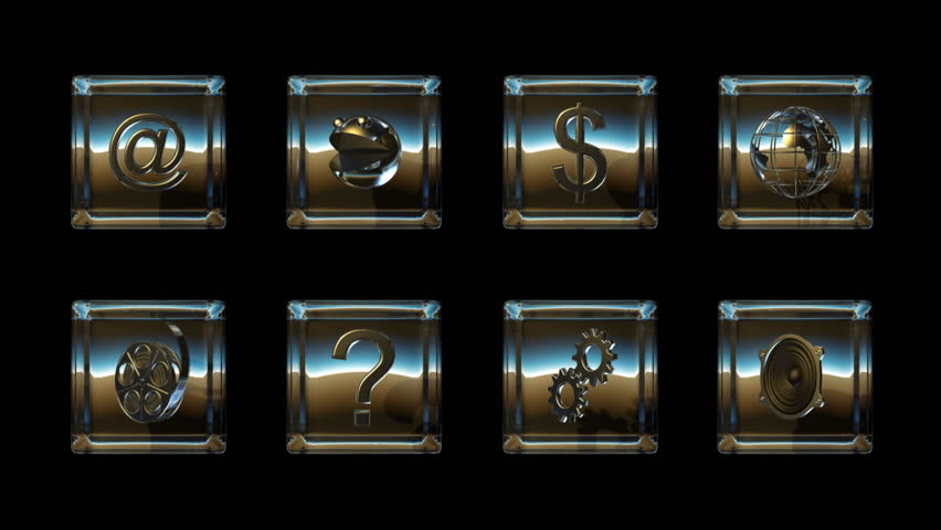 Eight 3d Animated Ray-traced Icons. Stock Footage Video (100% Royalty ...