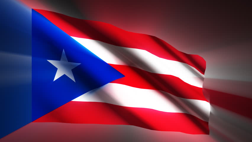 Realistic Flag Of Puerto Rico Waving In The Wind. Seamless Loop With ...