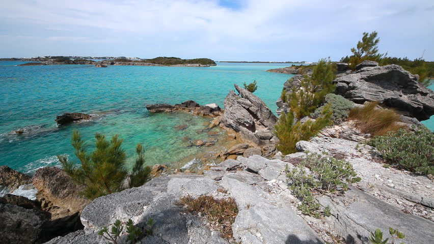 Stock video of bermuda rugged rock coast facing trendy | 8794768 ...