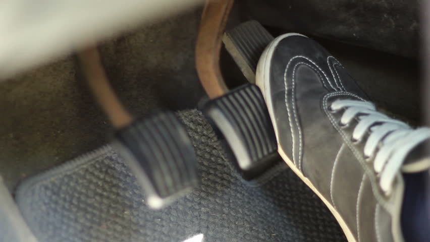 Happy Boy Drives A Ride On Car On His Own Pushing Accelerator Pedal ...