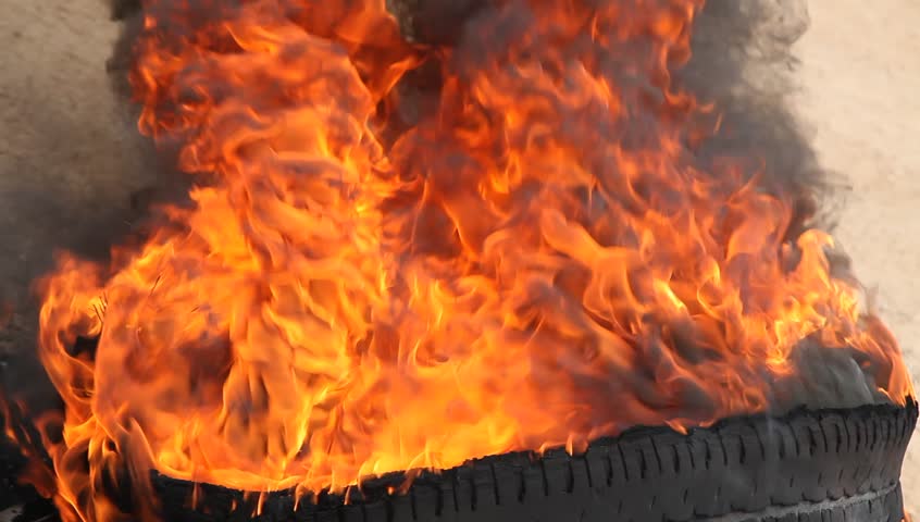 Burning Smoking Tire, Fire Destroys Stock Footage Video (100% Royalty ...