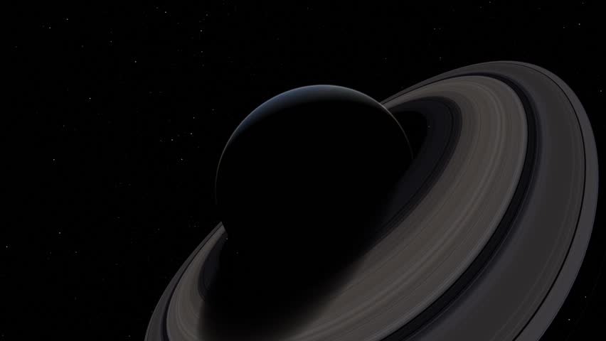 Saturn With Rings In Space - Zoom Into Beautiful Planet On Black ...
